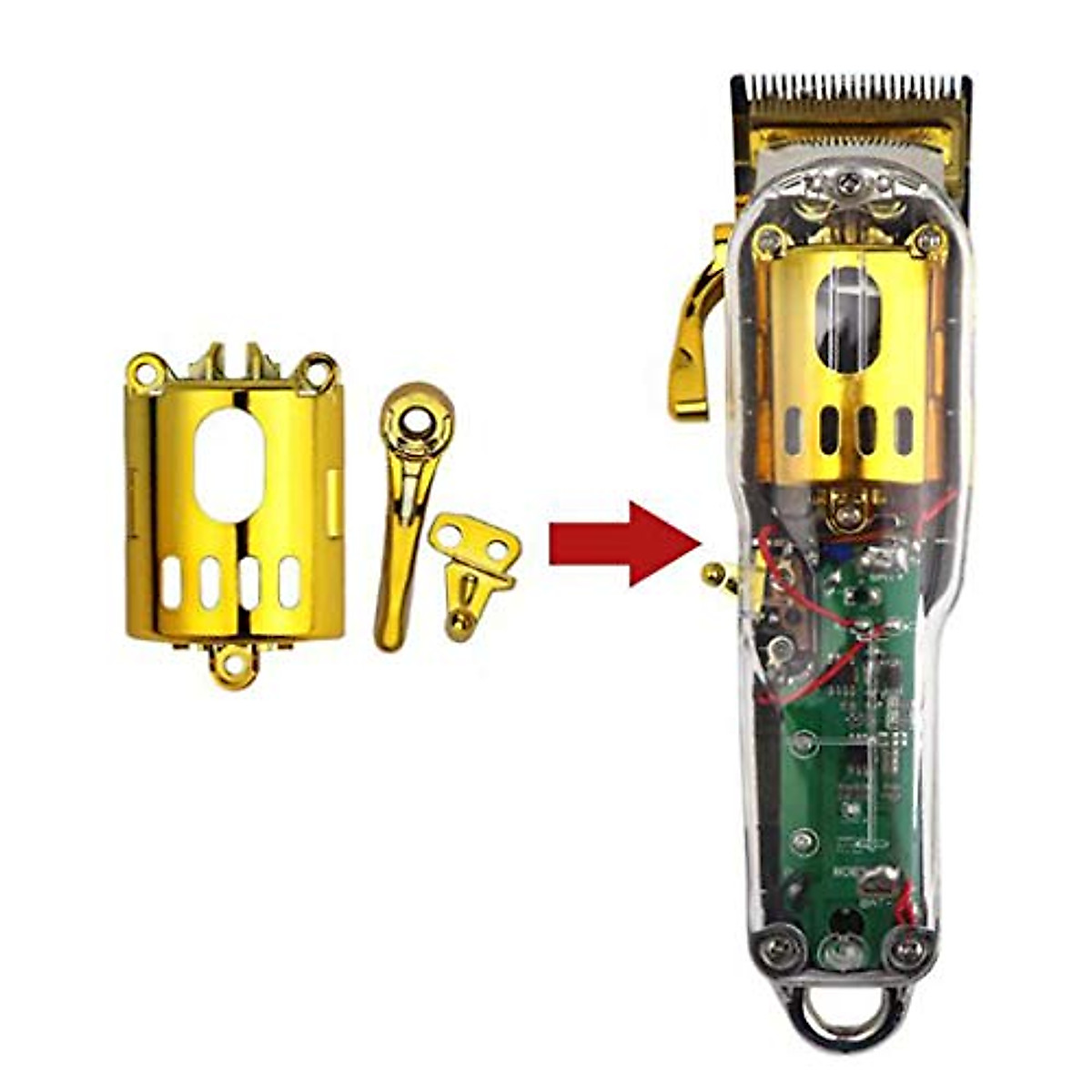 Serenable 3pcs/Set DIY Accessories Kit, Motor Cover, Adjustment Bar and Power Switch Fit for Wahl 8591 8148 8504 Cordless Magic Clips Clippers - Golden