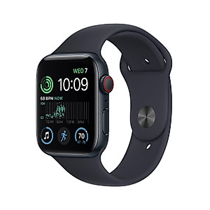Apple Watch SE (2nd Gen) (GPS + Cellular, 44mm) - Midnight Aluminum Case with Midnight Sport Band, S/M (Renewed)