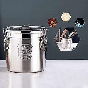 Titunjian Stainless Steel Containers With Lids Kitchen Canisters Rice Cereal Grain Coffee Bean Container Oil Milk Storage Bucket Sealed Food Storage Canisters (12L)