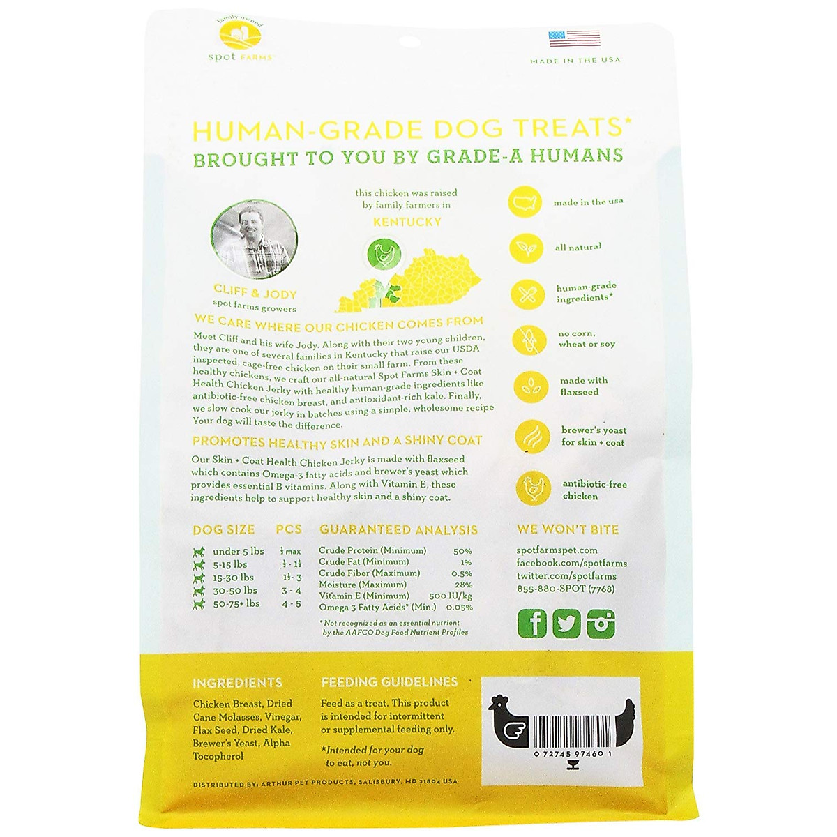 Spot Farms Chicken Jerky Healthy All Natural Dog Treats Human Grade For Skin And Coat 12 oz