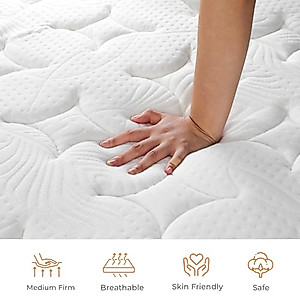 koorlian Queen Size Mattress, 12 Inch Hybrid Queen Mattress in a Box, 3 Layer Premium Foam with Pocket Springs for Motion Isolation and Pressure Relieving, Medium Firm Feel, 120-Night Trial