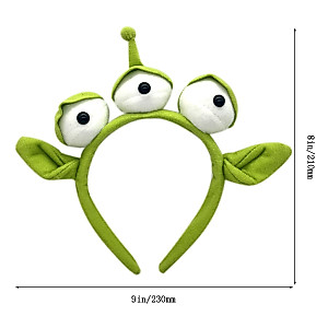 CHAOYUN 1PCS Green Toy Story Alien Headband Stretchy Plushy Three-eyed Headband Cute Hair Accessories for Girls Kids