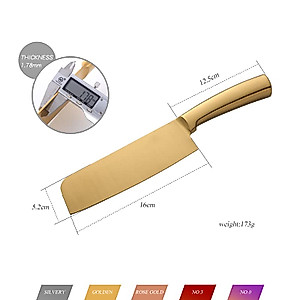PPONE Meat Cleaver, Stainless Steel Kitchen Knives Professional Chef Knife Sharp Vegetable Fruit Cutter Meat Chopping Slicing Cleaver Kitchen Knife (Color : Gold, Kitchen Knife Size : 1Piece)