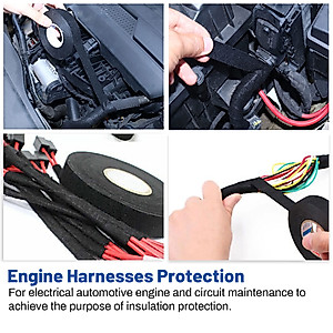 RED WOLF Wire Harness Tape Electric High Temp Wiring Cable Loom Adhesive Fabric Tape for Automobile Electrical Harness Wrap Noise Damping Protection Insulation Cable Fixed 3/4 Inch x 50 FT 2 Pack