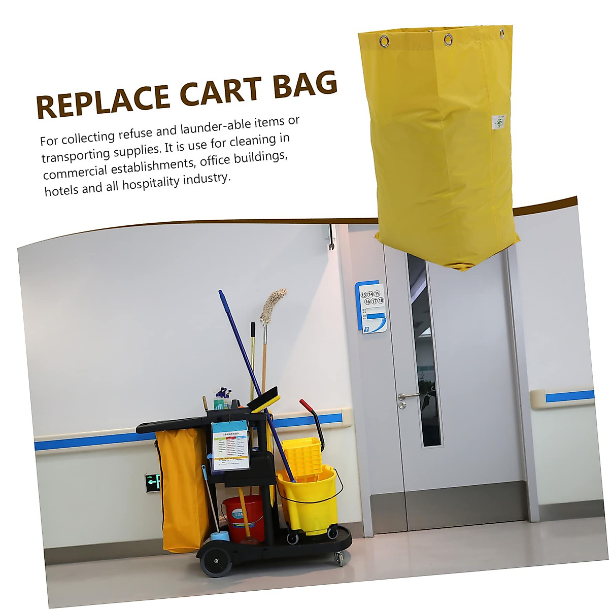 PLAFOPE 1 Pc canvas bag janitorial bag janitorial cart bag replacement cart bag trash can outdoor Cleaning Trolley Bag trashcans for car Cleaning Cart Bag Commercial Work supplies