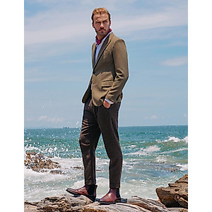 Men's Vintage Herringbone Tweed Blazer Winter Peak Lapel Wool Blend Jacket Coffee Herringbone L