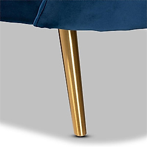Baxton Studio Kailyn Glam and Luxe Navy Blue Velvet Fabric Upholstered and Gold Finished Sofa