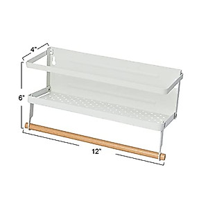 Household Essentials Metal Magnetic Spice Rack with Paper Towel Holder, White