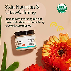 Mini Bloom Hallelujah Nipple Balm | USDA ORGANIC Soothing Ointment | Restores Dry, Cracked, Sensitive Nipples | Lanolin-Free, Made w/ Aloe, Calendula, Olive & Sunflower Seed Oils | 2 oz