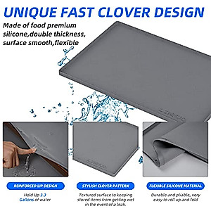 LIMNUO Under Sink Mat for Kitchen Waterproof, 34" x 22" Silicone Under Sink Mat Line for Kitchen and Bathroom,Hold up to 3.3 Gallons Liquid