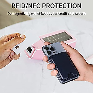 H JIDOHUN Magnetic Wallet Card Holder with Adjustable Stand for iPhone 15/14/13/12 Series, Not for iPhone 13/12 mini - 3 Card Holder, Vegan Leather (Blue)