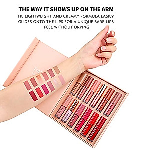 COOSA 12 Colors Matte Liquid Lipstick Set,Super Stay Liquid Velvet Lipstick Non-stick Cup Waterproof Long Lasting Lip Gloss Set for Women