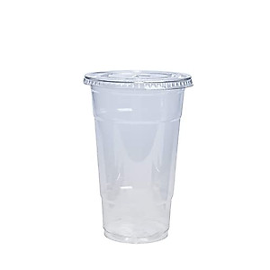 Comfy Package [24 oz. - 50 Count Clear Plastic Cups With Lids, Disposable Coffee Cups with Flat Lids - Ideal for Cold Beverages, Smoothies, and To-Go Drinks