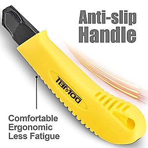 DOWELL Box Cutter Utility Knife Retractable Snap Off Blades Hobby Knife 3 Pack for Cutting Cardboard Boxes Leather (Yellow)