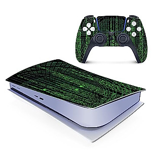 NowSkins Matrix Digital Rain PS5 Skin for Playstation 5, Premium 3M Vinyl Cover Skins Wraps Set for Playstation 5 Disc Edition and PS5 Controller (PS5 Disc Edition)
