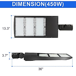 OSTEK 450W LED Parking Lot Light with Slip Fitter Mount, 5000K 63000Lm(140lm/w) Shoebox Light IP65 Waterproof Outdoor Street Area Light, Commercial Outdoor Lighting 100-277V ac, UL&DLC Listed