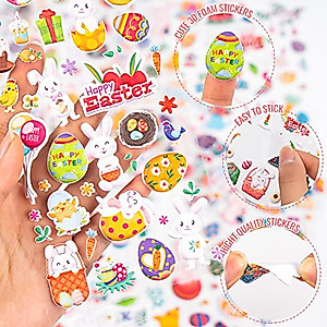 Easter Puffy Stickers for Kids, 180Pcs Cute Easter 3D Stickers for Scrapbooking DIY Phone Diary, Including Rabbit, Egg, Carrots, Chicke and More
