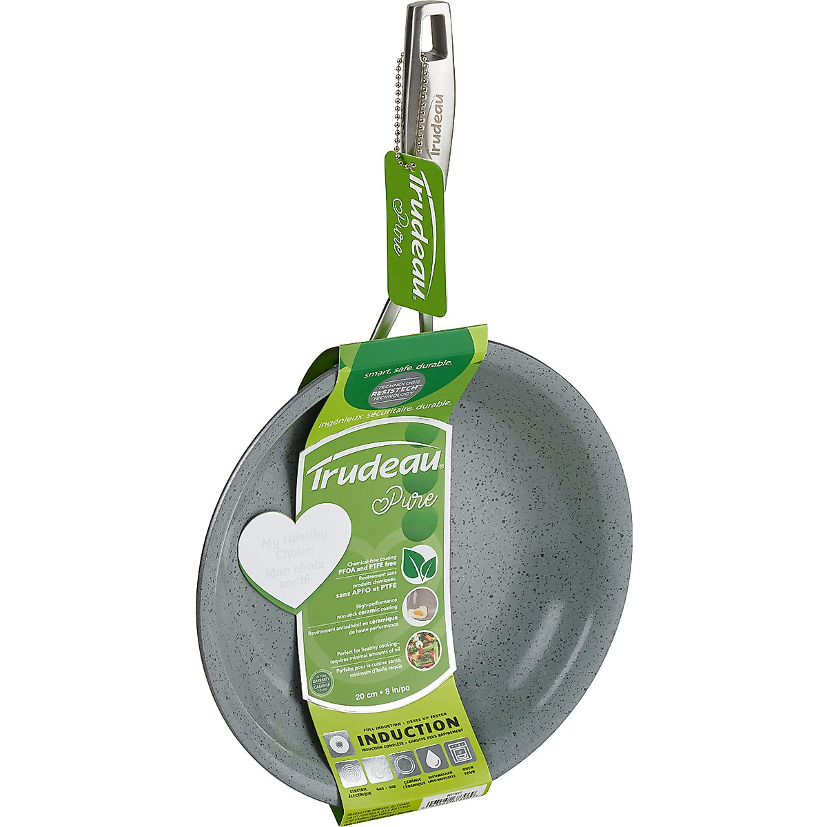 Trudeau Pure Ceramic Frying Pan, 8-Inch, Grey