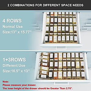 KitHero Spice Drawer Organizer with 24 Spice Jars and 216 Labels,Non-slip Rubber, Bamboo 4 Tier Spice Racks Tray Seasoning Containers for Kitchen Drawers,Cabinets,Countertops,13" Wide * 15.8" Deep