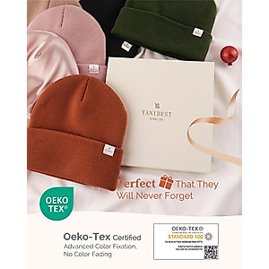 YANIBEST Womens Satin Lined Knit Beanie Hat Acrylic Winter Hats for Women Men Silk Lining Soft Slouchy Warm Cuffed Beanie Hat Blue