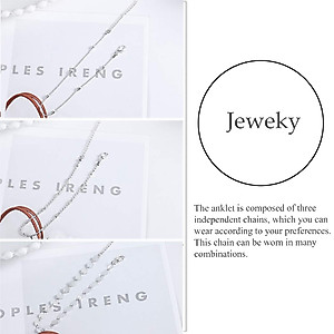 OEM Jeweky Boho Layered Sequin Anklets Bracelets Silver Beaded Foot Chain Jewelry for Women