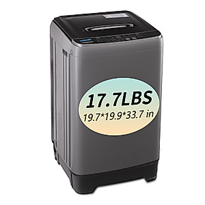 KRIB BLING Full Automatic Washing Machine with LED Display, 17.7 lbs Portable Washer Drain Pump, 10 Programs & 8 Water Levels Selections, Ideal for RV, Camping, Apartment, Dorm, Dark Grey