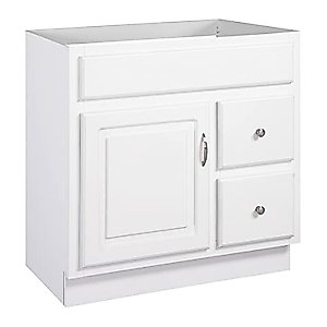 Design House Concord 30 Inch Bathroom Vanity, Ready to Assemble, Solid Wood, White, 587014
