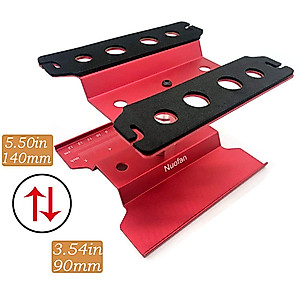 RC Car Work Stand Aluminum Repair Workstation 360 Degree Rotation Lift Lower w/Screw Tray for 1/10 1/12 1/16 Scale Traxxas TRX4 Axial Arrma Redcat Losi RC Crawler Monster Truck Buggy (Red)
