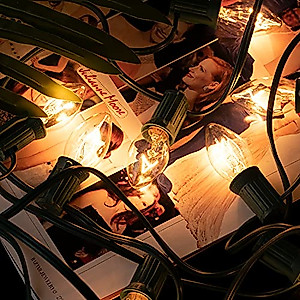 C9 Clear Christmas String Lights, Outdoor Christmas Lights String, Hanging Christmas Roofline Lights, Patio Lights for Outdoor Decor, Green Wire, 25 Feet