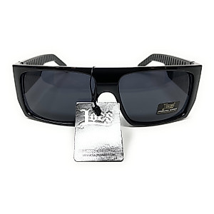 LOCS Hardcore Shades LOCS 91010 Black Sunglasses | Gangster Square FLAT TOP Cholo OG Lowrider Shades Adult
