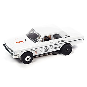 Auto World Thunderjet Cars N Coffee 1964 Ford Thunderbolt (White) HO Scale Slot Car