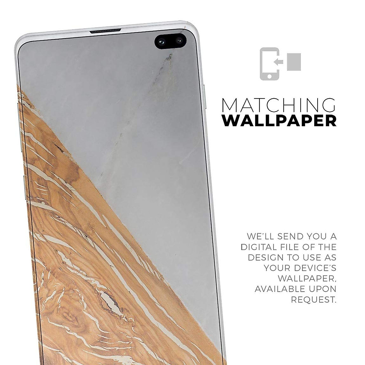 DesignSkinz Marble & Wood Mix V2 Protective Vinyl Decal Wrap Skin Cover Compatible with The Samsung Galaxy S20 (Screen Trim & Back Glass Skin)