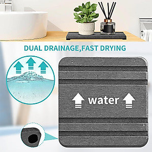 3PCS Water Absorbing Stone Tray for Sink, Drying Neat Diatomite Stone Sink Tray, Instant Dry Sink Coasters, Kitchen Sponge Hand Soap Holder Countertop for Bathroom & Kitchen (8 * 4inch and 4 * 4inch)