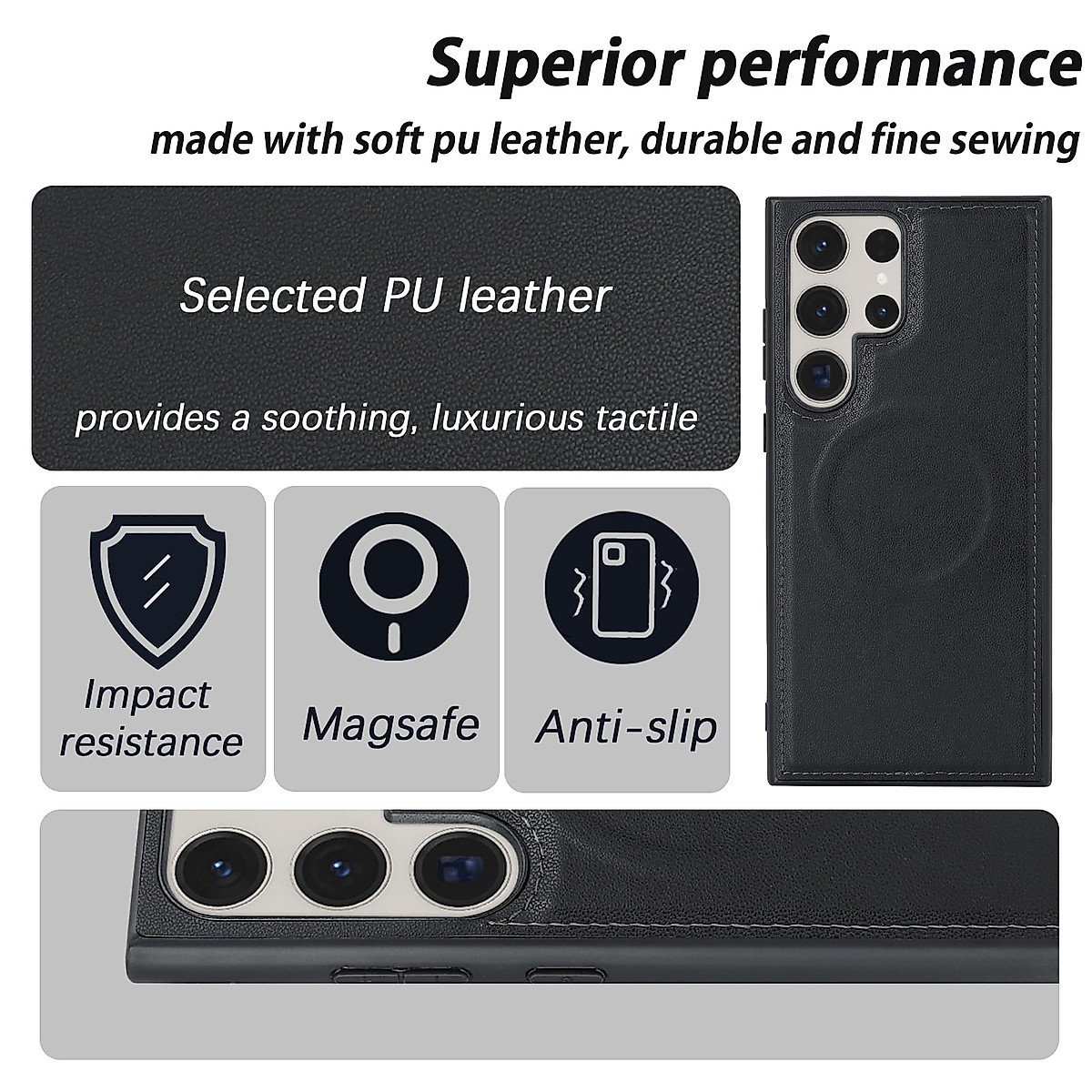 Ｈａｖａｙａ for Samsung Galaxy S23 Ultra Case Wallet magsafe Compatible Galaxy S23 Ultra Wallet case with Card Holder Detachable Magnetic flip Leather Cover for Men and Women-Black