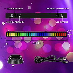 YUZGCZ RGB Rechargeable Sound Control Light,Voice-Activated Pickup Music Rhythm Lights,Creative Colorful LED Ambient Light,with 8 Modes Music Sync 32Bit Audio Spectrum Light for Car,Gaming(2 Packs)