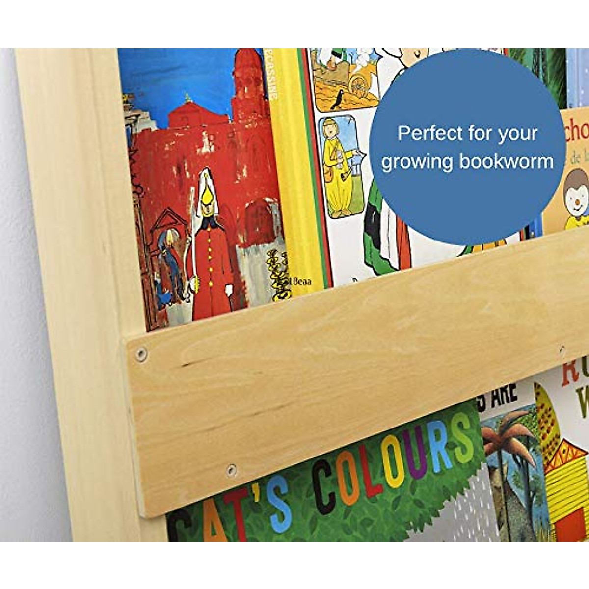 Tidy Books Kids Bookshelf (Age 0-10) Wall Bookcase for Kids Room, Natural, Wood, Montessori Bookshelf, Front Facing Bookshelf, 45 x 30 x 3 in, Eco Friendly, Handmade, The Original Since 2004.