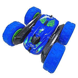 Threeking RC Stunt Car Remote Control Cars Toy with Lights Double-Sided Driving 360-degree Flips Rotating Cars Toys, Blue