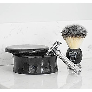 Parker Genuine Mango Wood Hand Carved Shave Soap Bowl - Black Lacquer