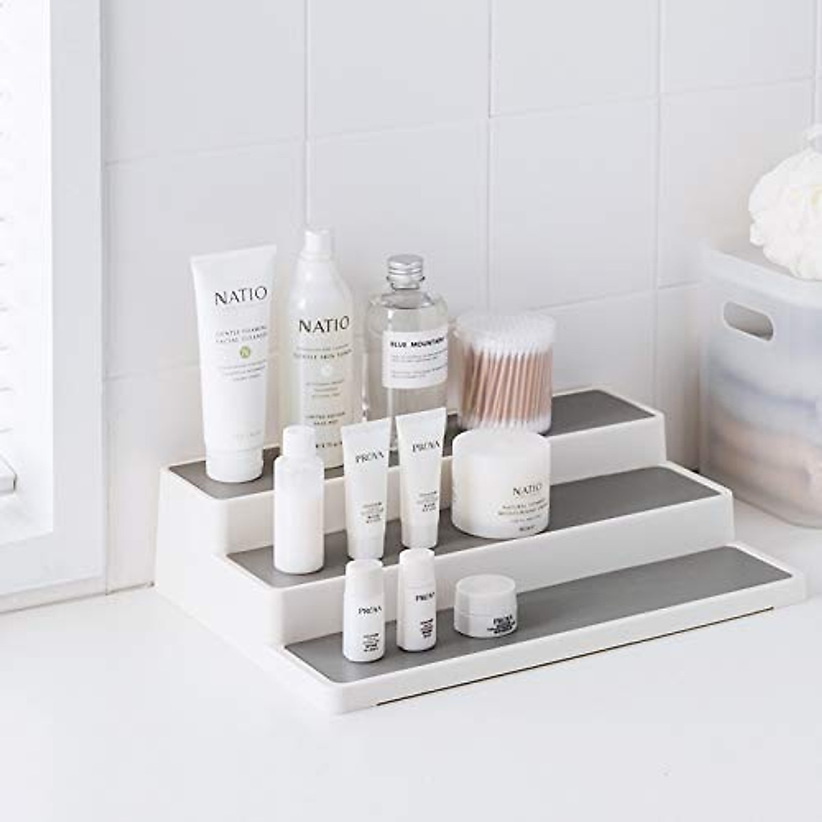 Cq acrylic 2 Pack Spice Rack Organizer for Pantry,14.5 Inch Tiered Seasoning Can Shelf Organizer For Cabinet,White