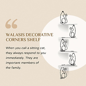 Walasis Corner Floating Shelves 4-Tier- Cute Wall Corner Shelves for Storage Wood Wire Cat Decorations for Bedroom