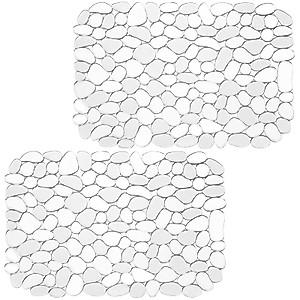 2 Pack Kitchen Sink Mat Pebble Sink Mats for Stainless Steel Sink, PVC Eco-friendly Sink Protector for Bottom of Kitchen Sink, Porcelain, Dishes and Glassware, Fast Draining, 15.8 x 11.8 In (Clear)