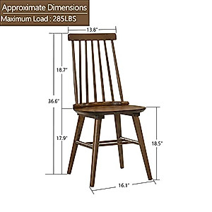 Duhome Dining Chairs Set of 2, Farmhouse Kitchen Chairs Windsor Chairs for Dining Room Spindle Back Chairs with Solid Wood Legs, Walnut