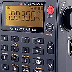 C Crane CC Skywave AM, FM, Shortwave, Weather and Airband Portable Travel Radio with Clock and Alarm