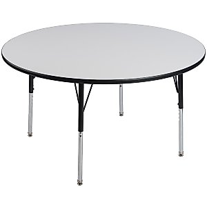 Displays2go, Round Classroom Activity Table, Steel, Laminated Particle Board and Melamine Construction – Whiteboard Surface, Black Accent (LCK48WBS)