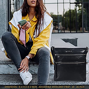 ESTALON Leather Crossbody Purse for Women- Small Crossover Long Over the Shoulder Sling Womens Purses and Handbags (Black)