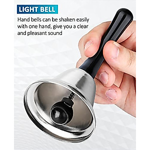 HABGP Silver Steel Hand Bells for Adults, Weddings Decoration, Call Bells, Service Bell, Care for The Sick and Elderly, Call for Pets, 1 Pack