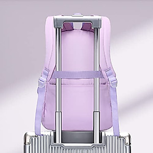 Caran·Y Kids Backpack Girls and Boys Classic School Backpack Light Weight Two Size Multi-pocket L-Purple Suitable for ages 6+ and above（Purple）