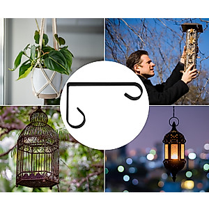 Harrier Hardware Metal Plant Hangers Outdoor - Wall Mounted Hanging Plant Bracket, 6 Inches, Set of 2, Ideal for Small Plants, Bird Feeders, Wind Chimes (Black)