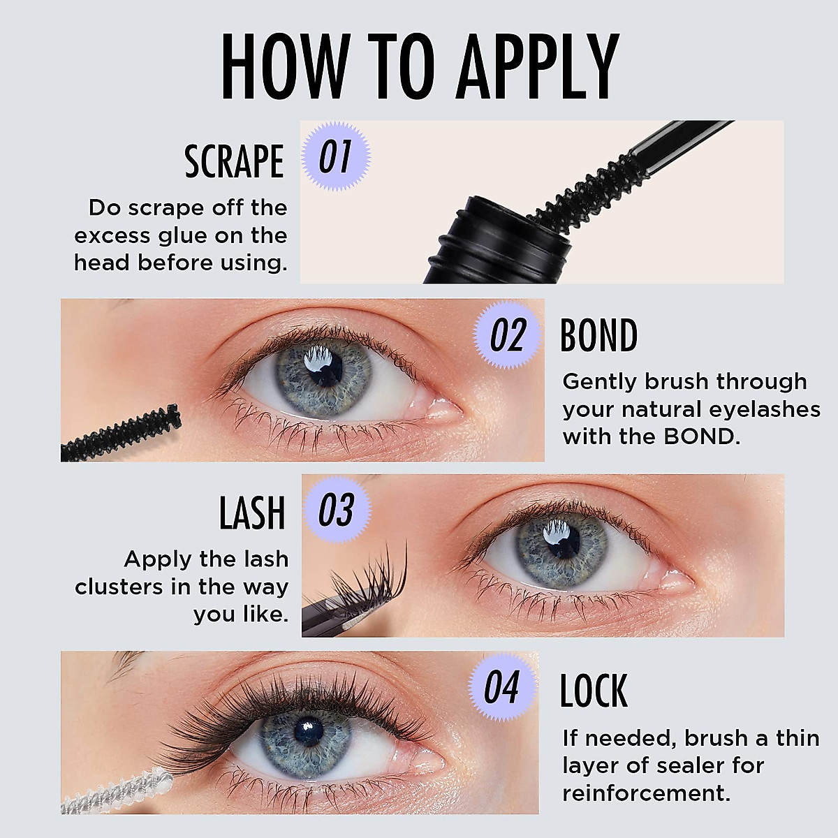 BEYELIAN Cluster Lashes, DIY Eyelash Extension Individual False Eyelashes Extension Natural Look Reusable Glue Bonded Super Thin Clear Band 24 Lash Clusters (Style4 0.07 Mix Clear Band)