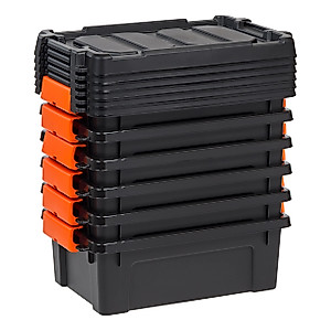 IRIS 13 Quart Heavy Duty Plastic Storage Box, Black Pack of 6